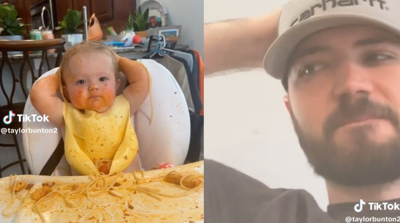 Hilarious Mom Strategically Serves Baby Spaghetti When Dad's Up for ...