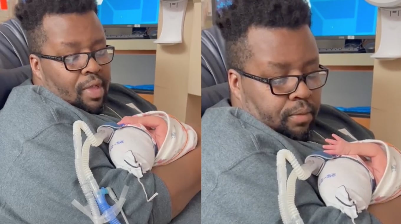 Newborn 'Gives Praise' as Dad Serenades Him with a Gospel Song in the NICU